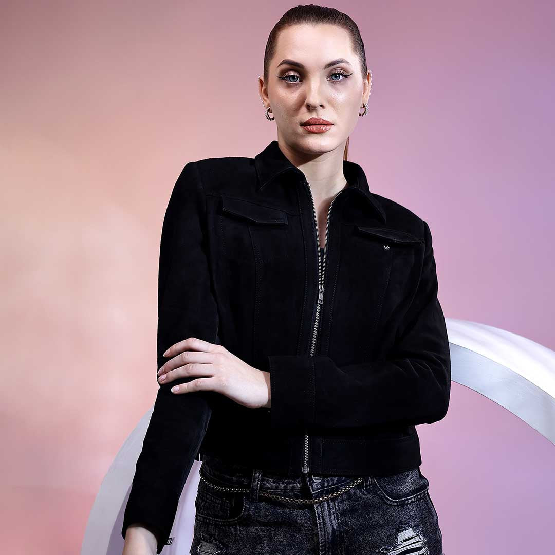 Saint Melanie Women Black Leather Fringe Jackets – SaintG India