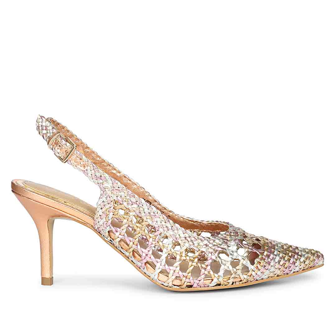 Saint Tamia Pink & Cipria Metallic Hand Woven Leather Pumps – SaintG India