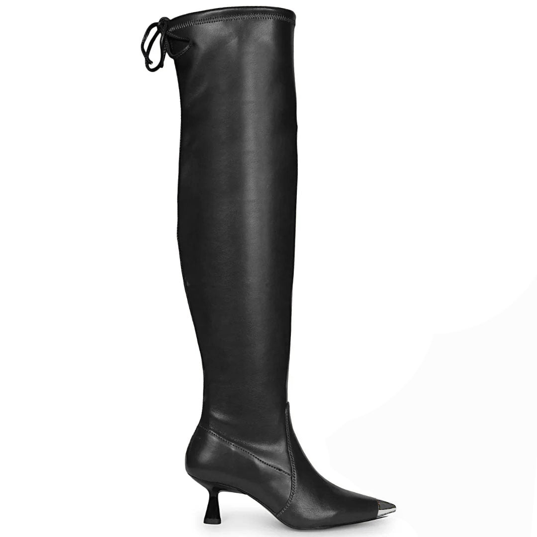 Saint Laurine Black Stretch Napa Above The Knee Boots – SaintG India