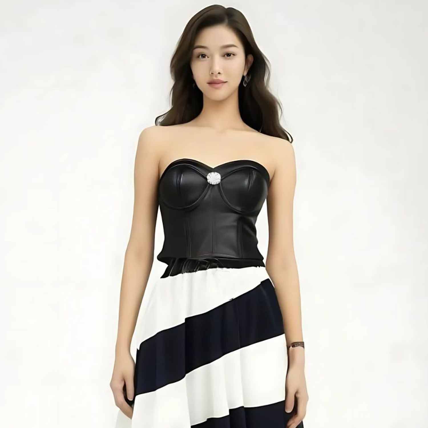 Saint Livia Women Black Leather Bustier – SaintG India