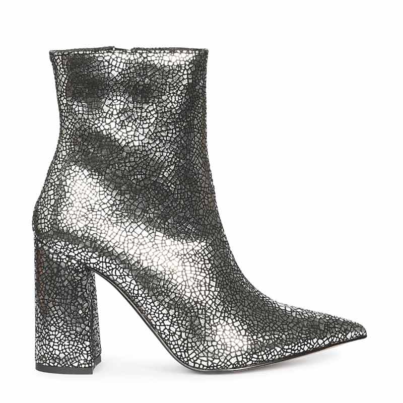 Saint Lorena Silver Metallic Leather High Ankle Boots – SaintG India
