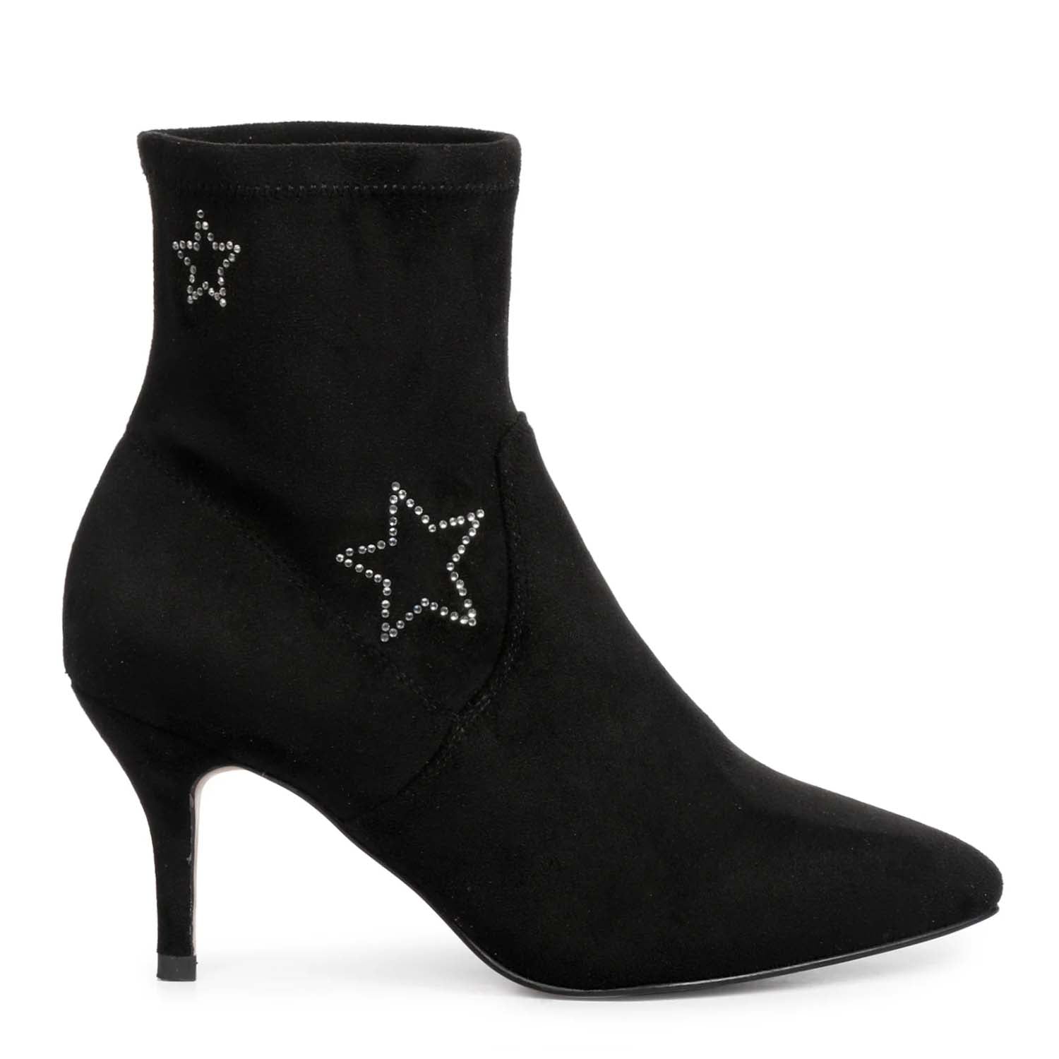 Saint Jemima Black Stretch Suede Heel Ankle Boots – SaintG India